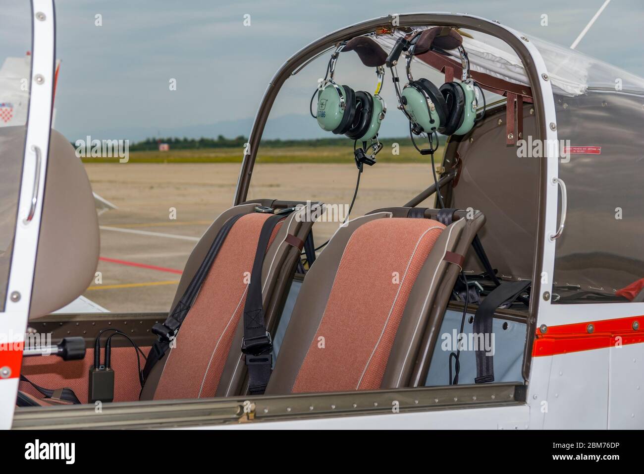 Cockpit of Croatian Air Force ZLIN 242 L basic trainer aircraft Zemunik ...