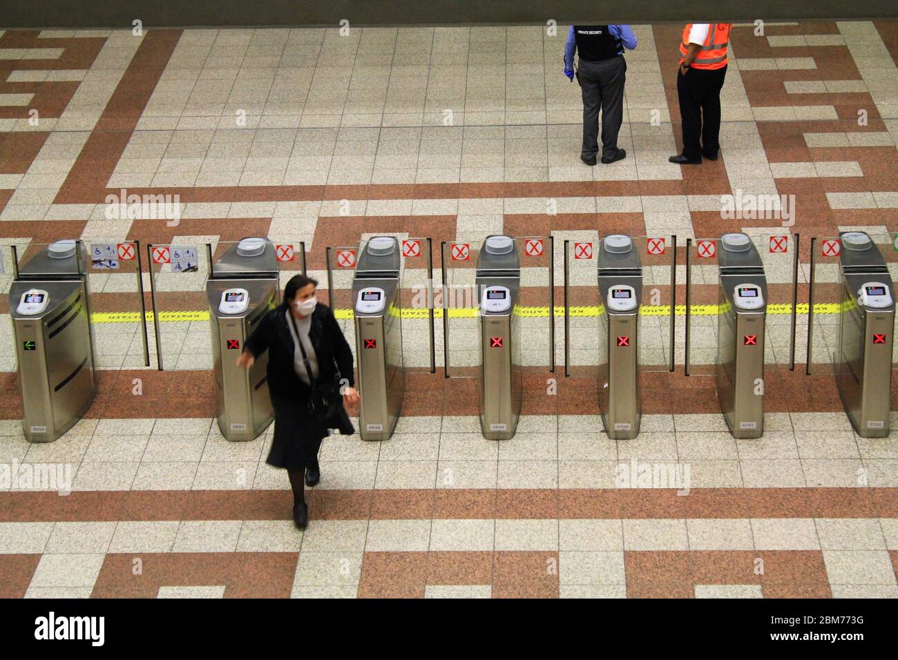 Ticket machines at Syntagma metro station - Athens, Greece, May 6 2020 ...