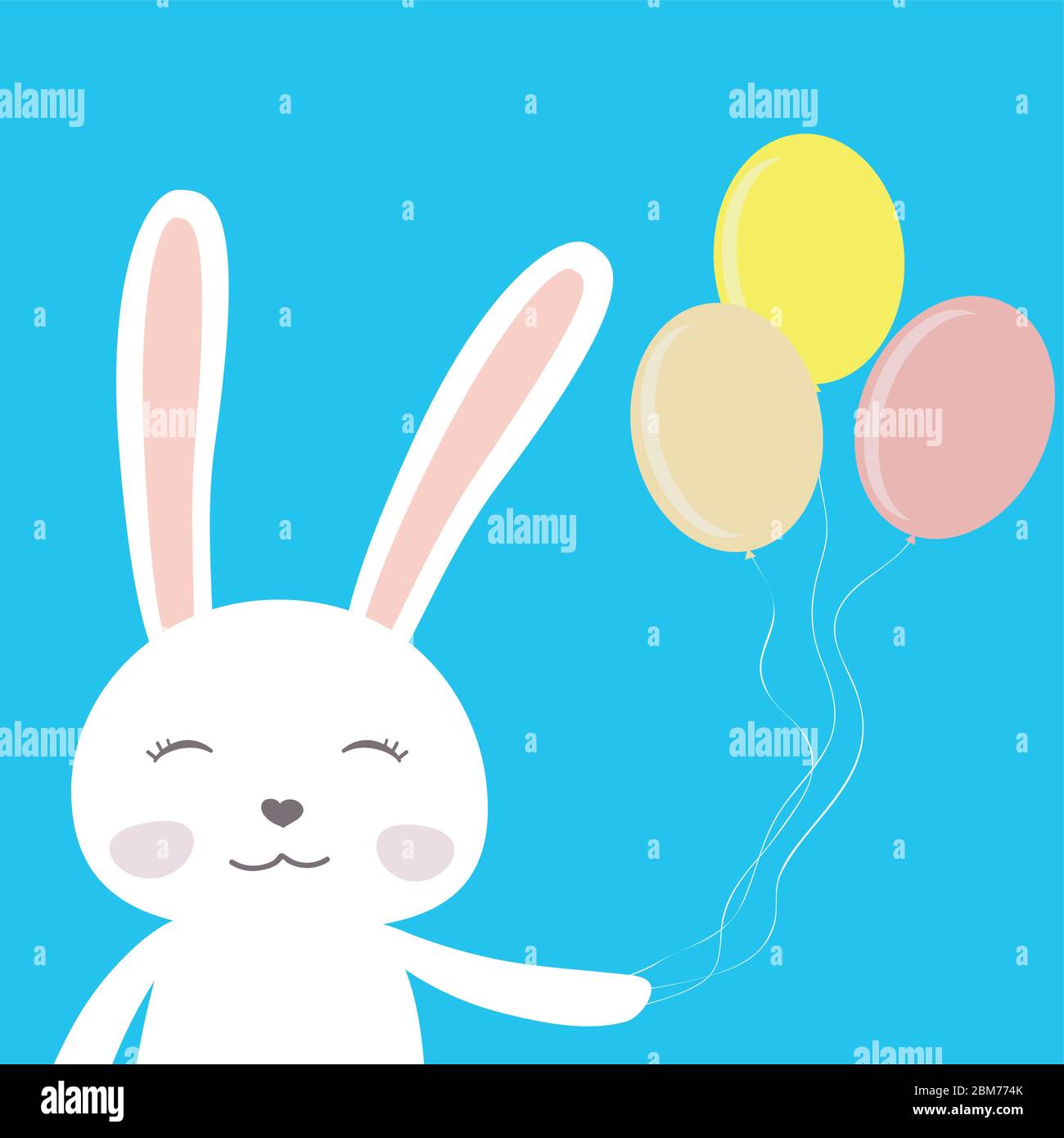 Cute cartoon bunny with balloons, vector illustration Stock Vector ...