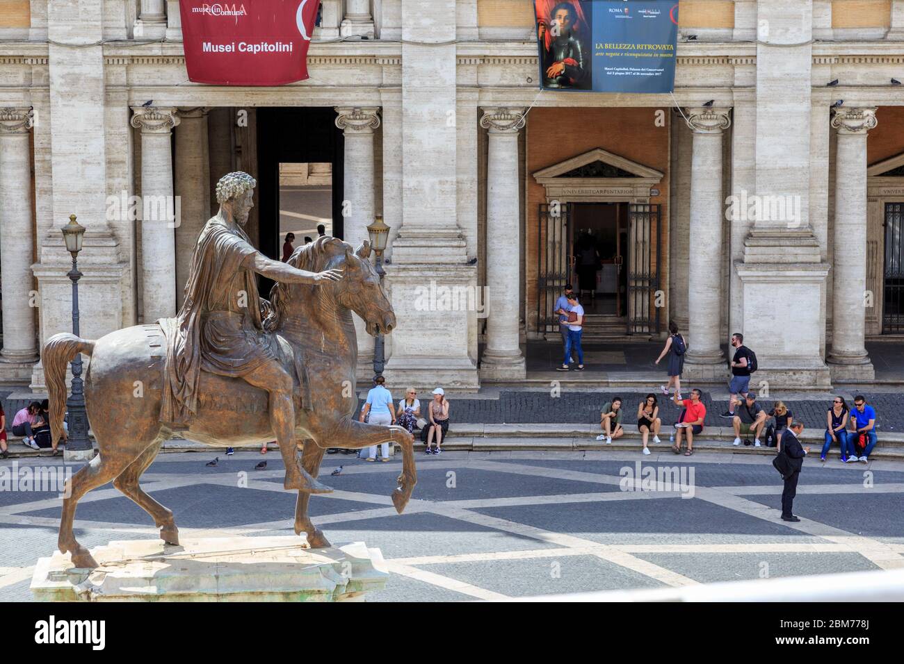 Reiterstandbild Marc Aurels, Piazza del Campidoglio, Rom, Italien Stock ...