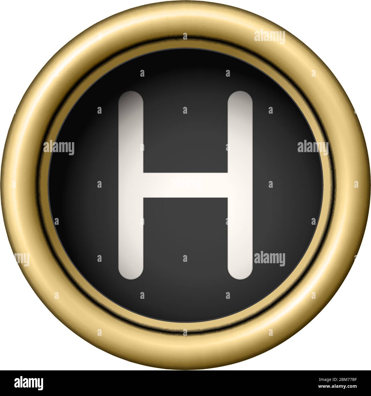 Letter H. Vintage golden typewriter button Stock Vector Image & Art - Alamy