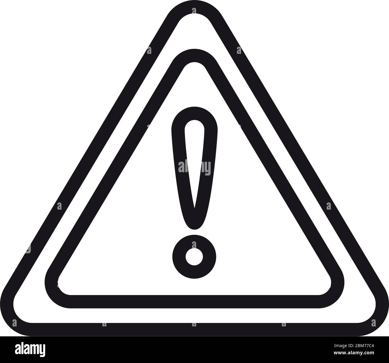 warning sign icon over white background, line style, vector ...