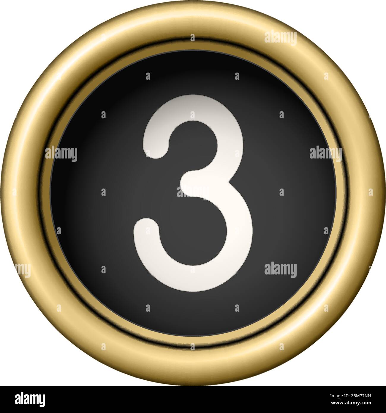 Number 3. Vintage golden typewriter button Stock Vector Image & Art - Alamy