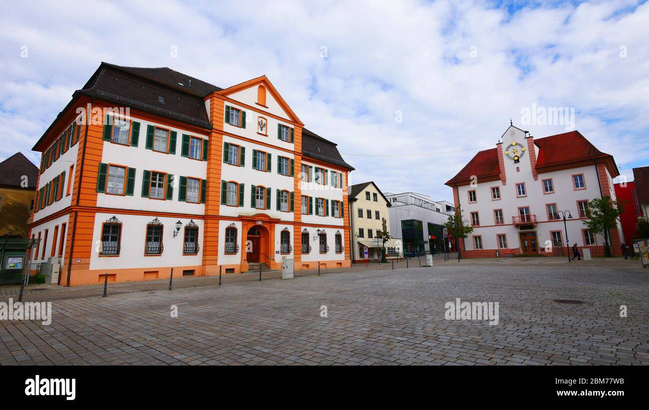 Ehingen, Germany: The market place with the town hall and the court ...
