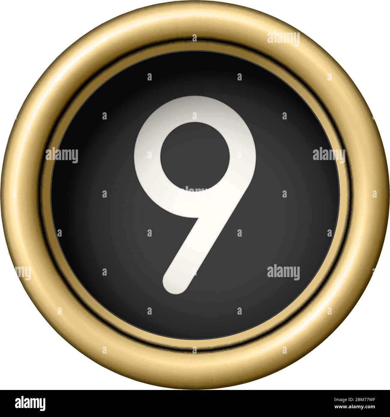 Number 9. Vintage golden typewriter button Stock Vector Image & Art - Alamy