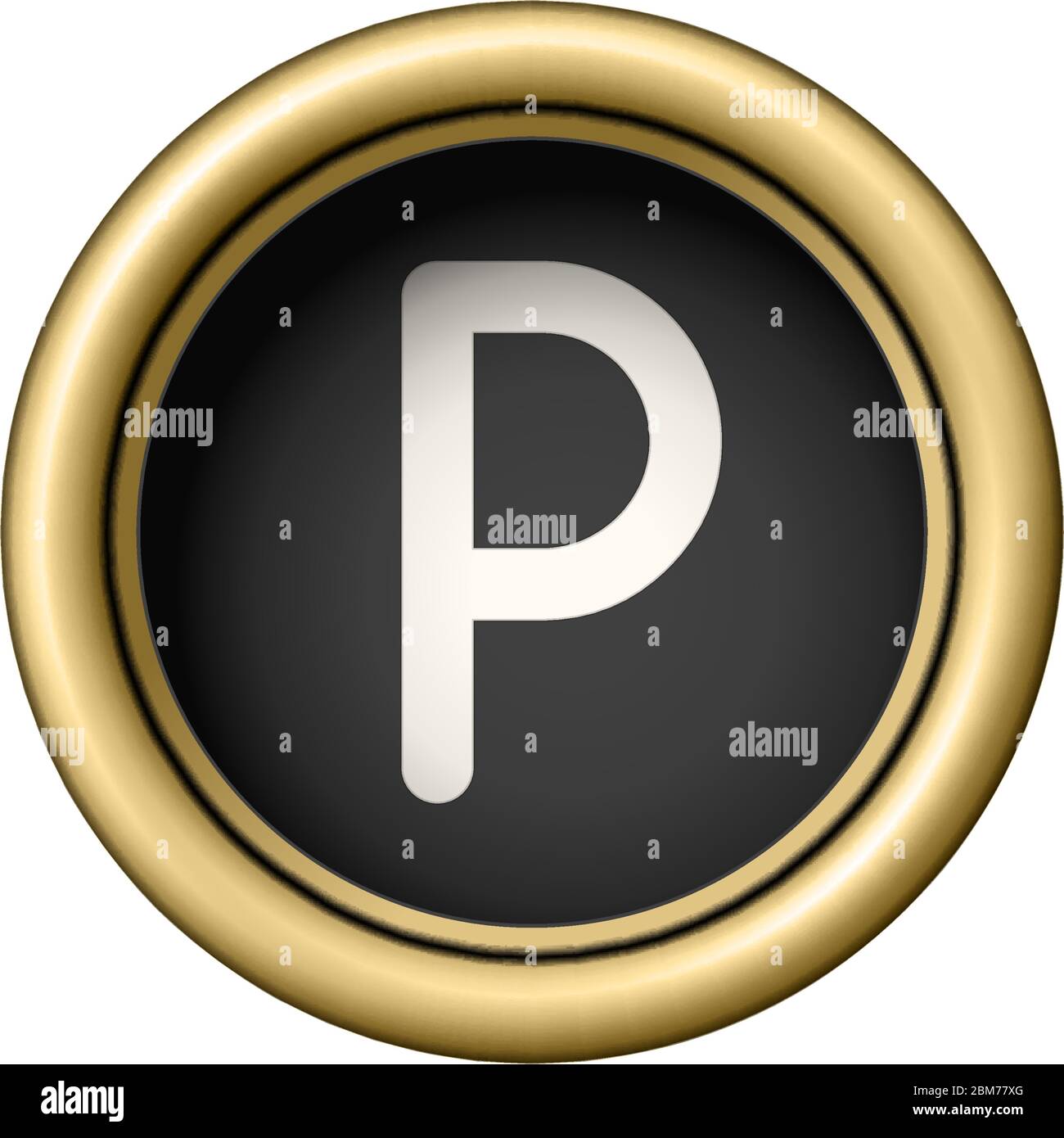 Letter P. Vintage golden typewriter button Stock Vector Image & Art - Alamy