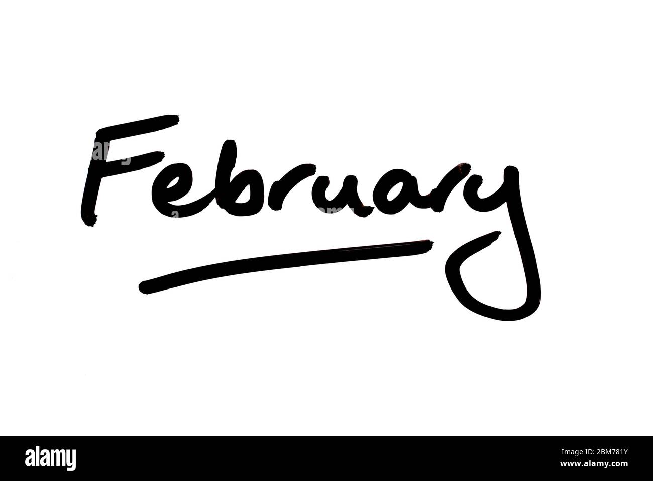 February handwritten on a white background Stock Photo - Alamy