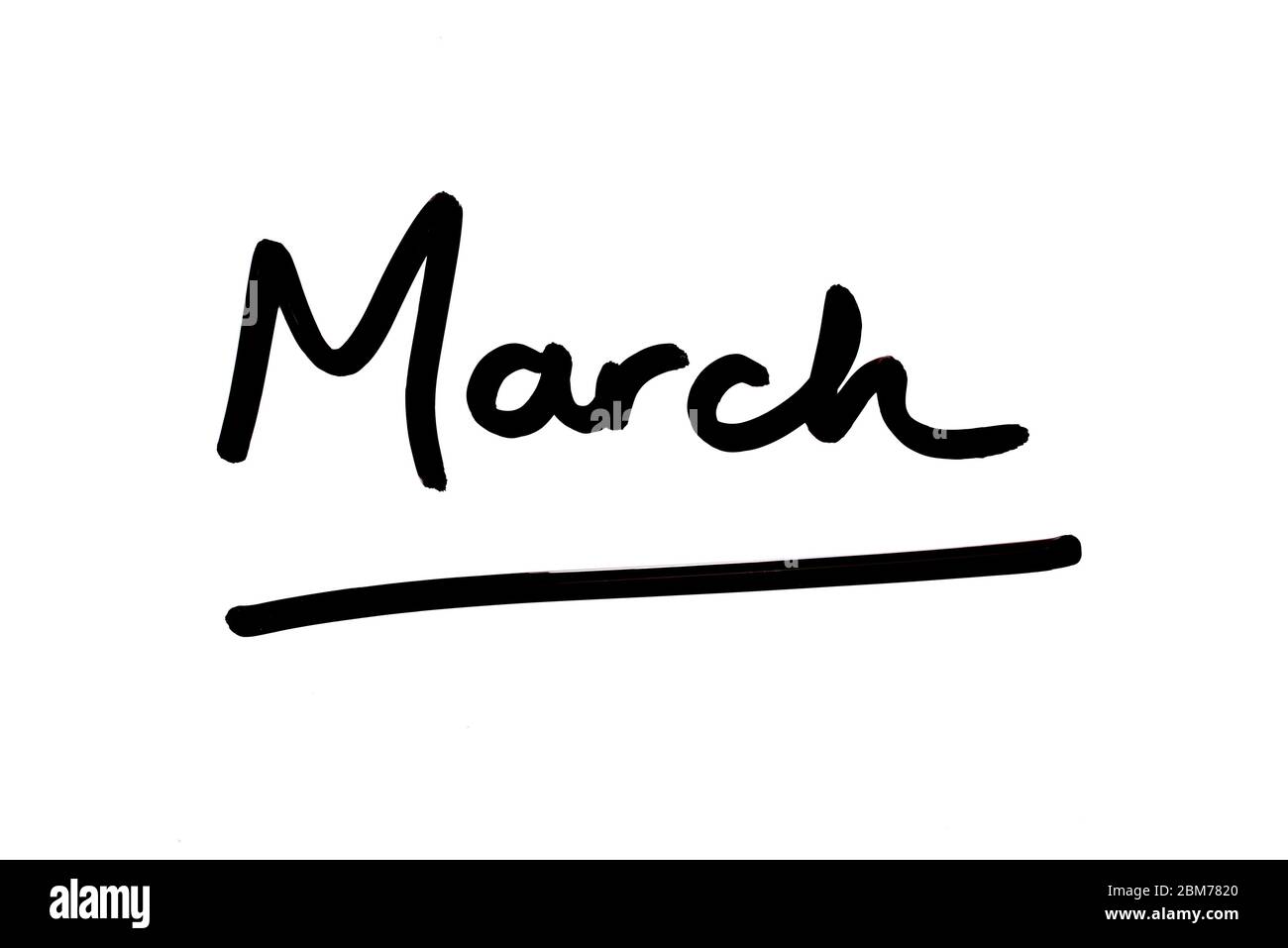 March handwritten on a white background Stock Photo - Alamy