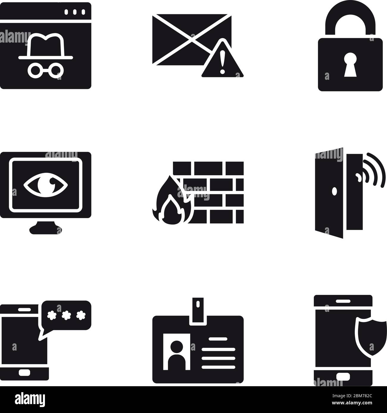 padlock and cyber security icon set over white background, silhouette ...