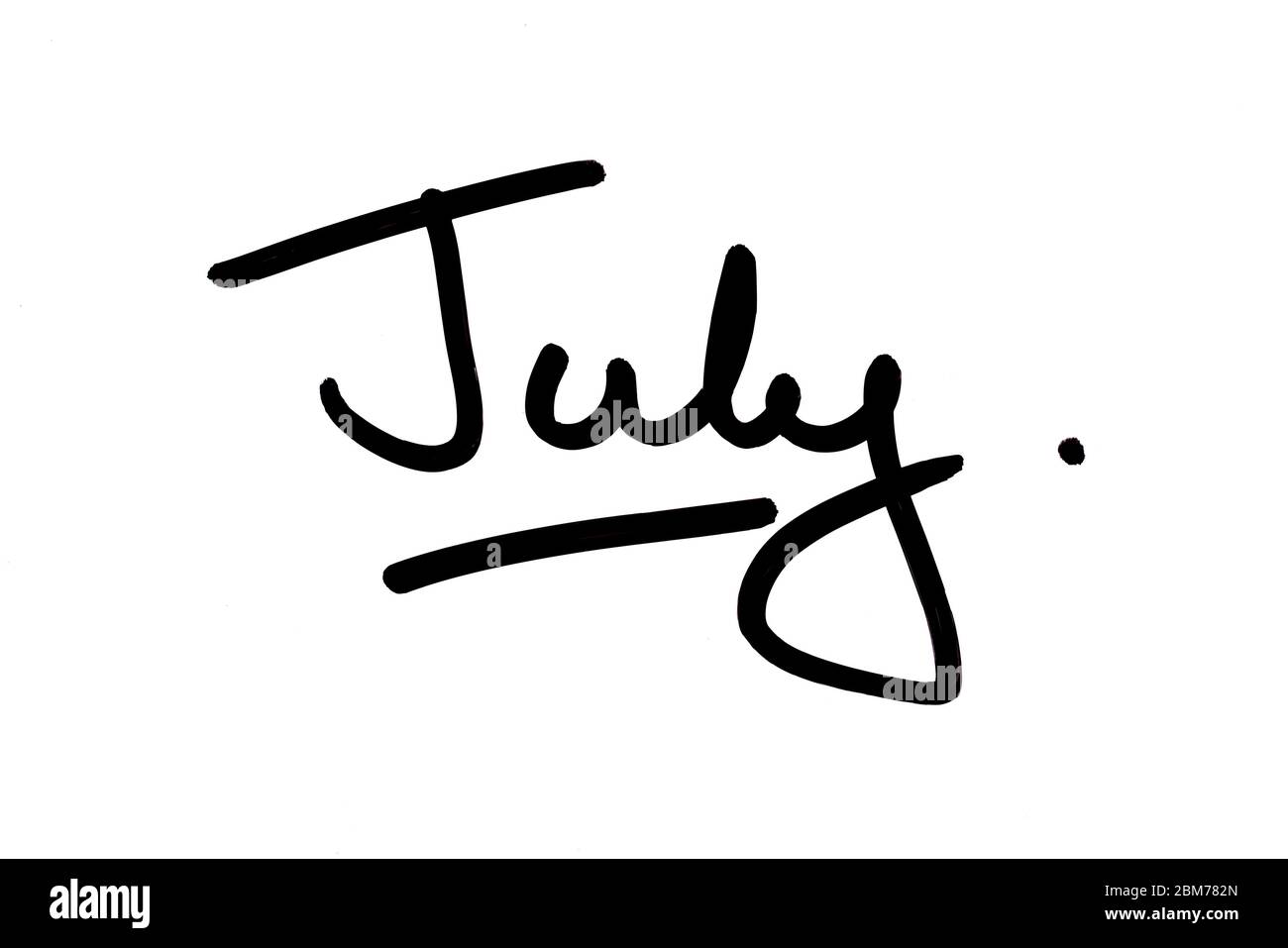 July handwritten on a white background Stock Photo - Alamy
