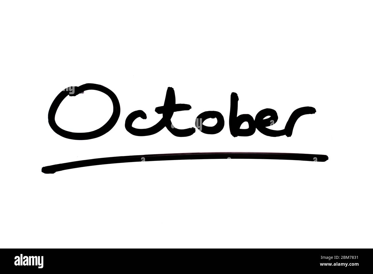 October handwritten on a white background Stock Photo - Alamy