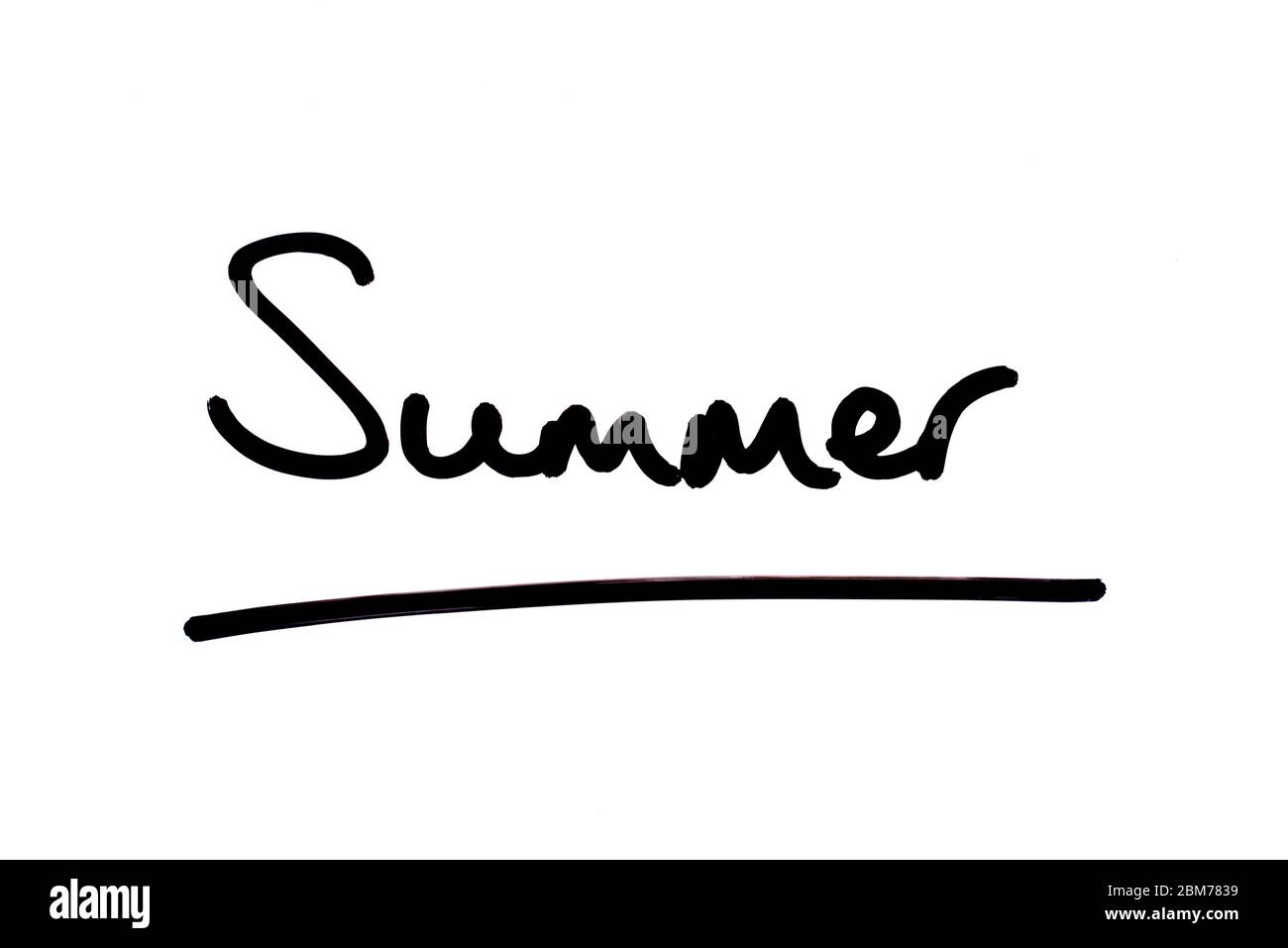 Summer handwritten on a white background Stock Photo - Alamy