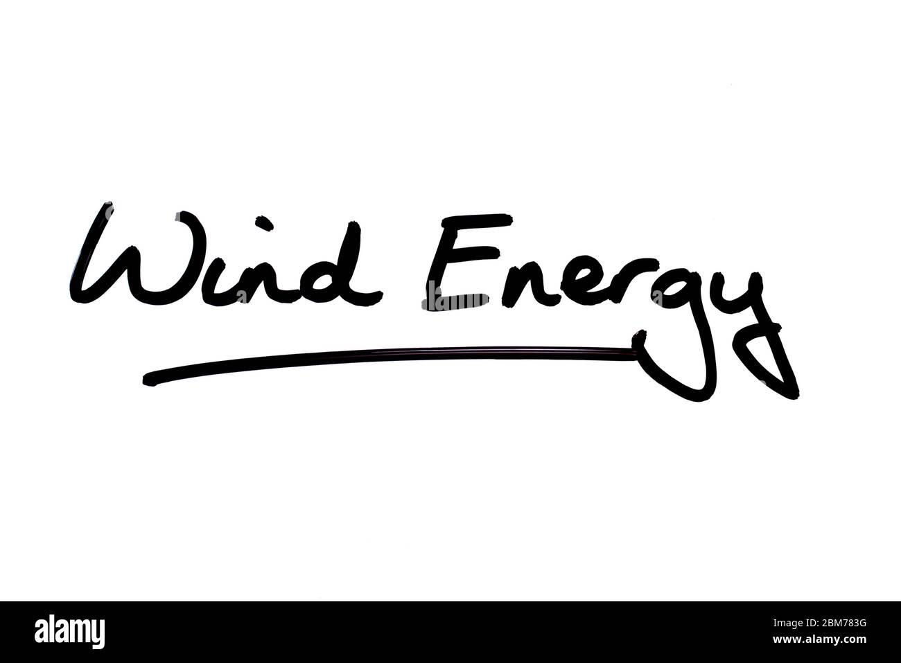 Wind Energy handwritten on a white background Stock Photo - Alamy