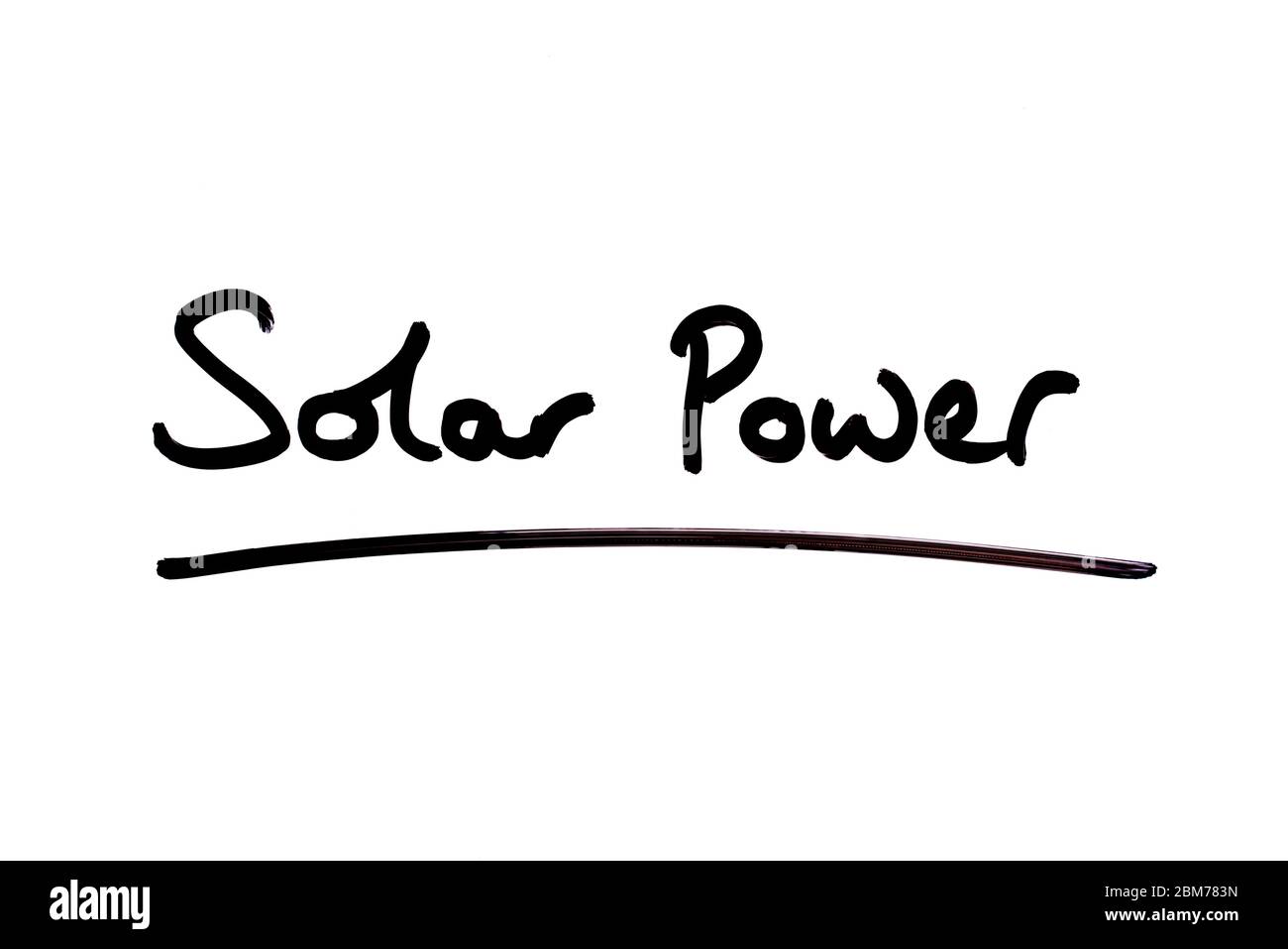 Solar Power handwritten on a white background Stock Photo - Alamy