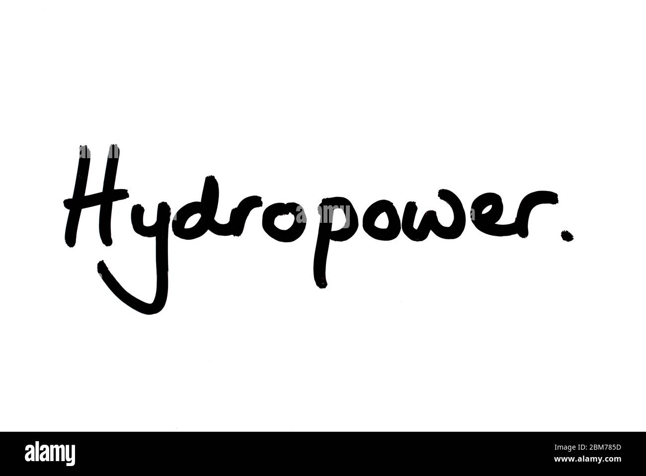 Hydropower handwritten on a white background Stock Photo - Alamy