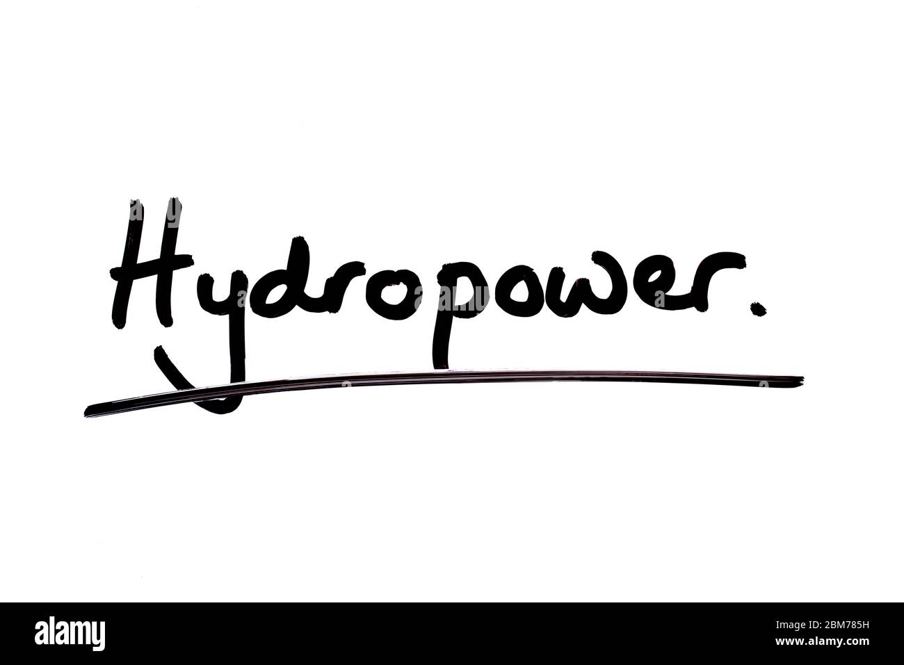Hydropower handwritten on a white background Stock Photo - Alamy