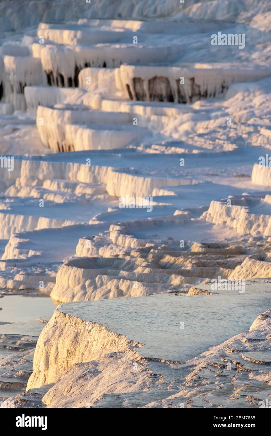 Natural pools in limestone mountains in Pamukkale, Turkey Stock Photo ...