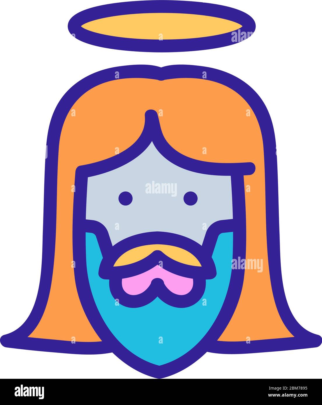 holy jesus with halo on head icon vector outline illustration Stock ...