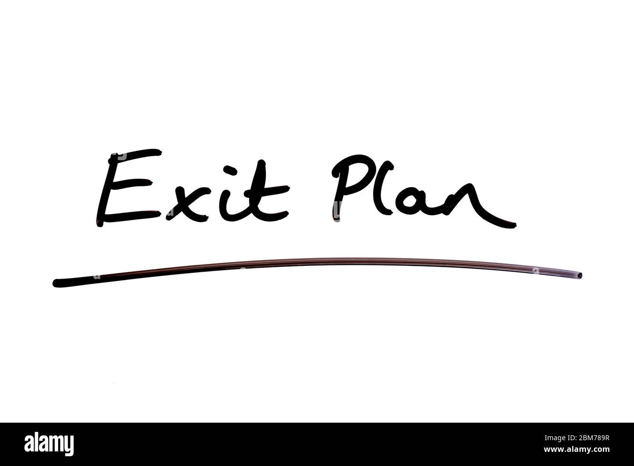 Exit Plan handwritten on a white background Stock Photo - Alamy