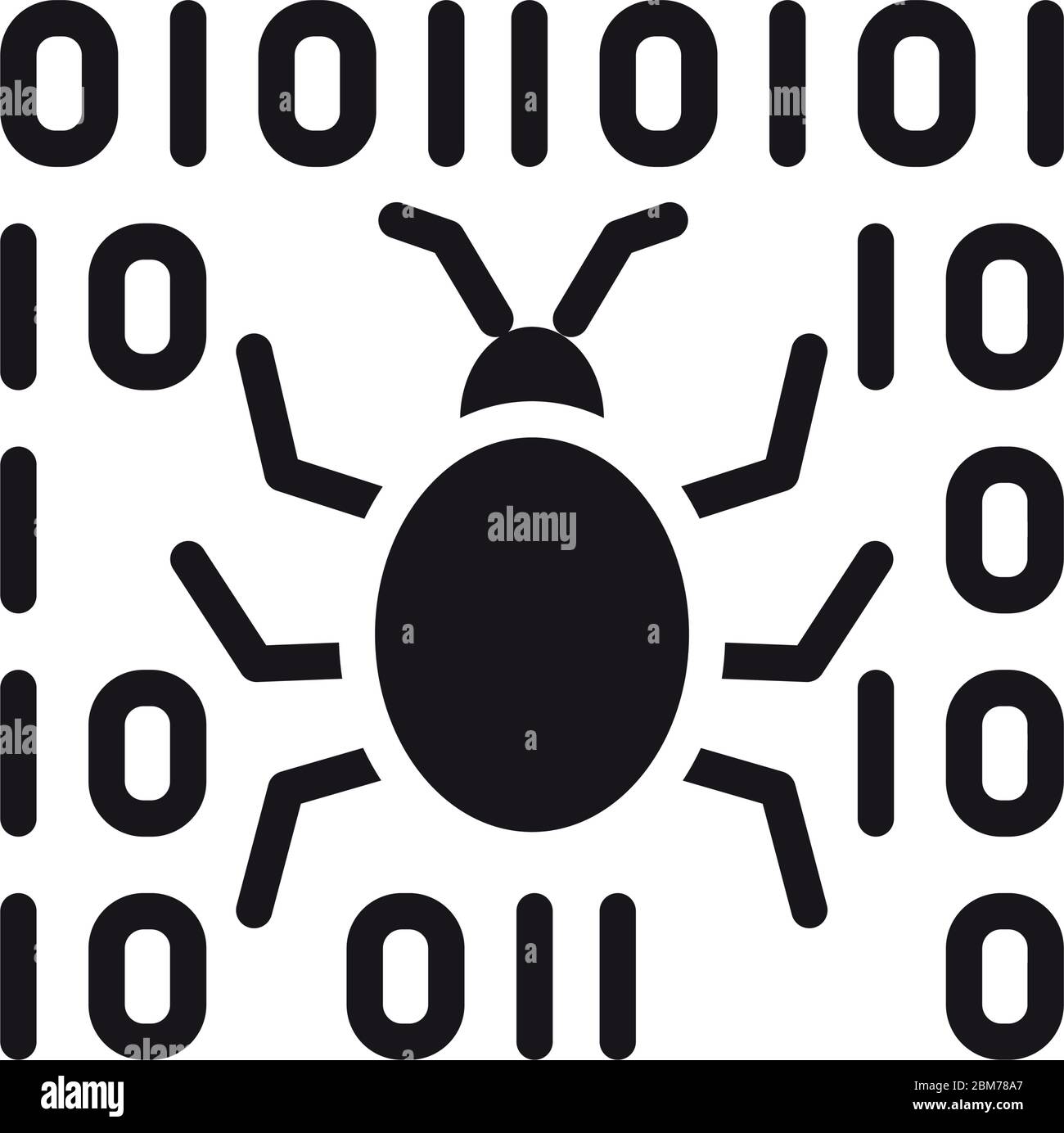 cyber security concept, bug malware icon over white background ...