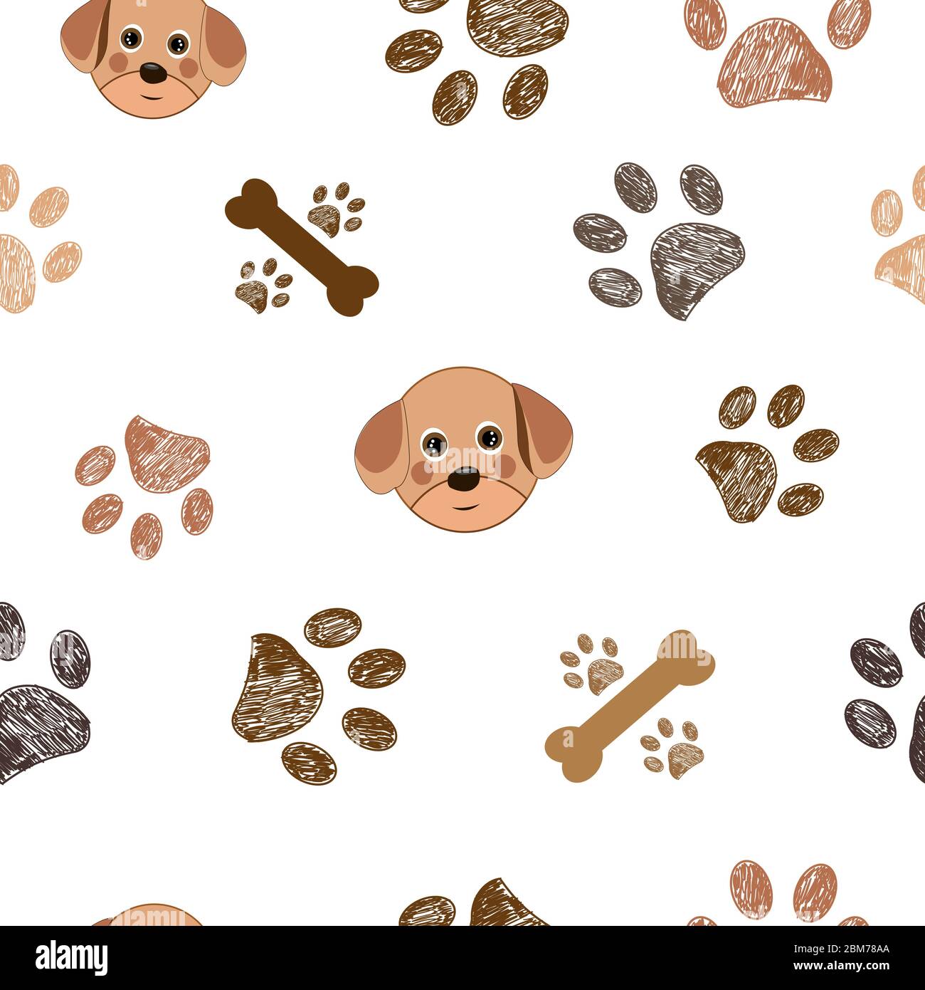Paw Print And Dog Bone Background