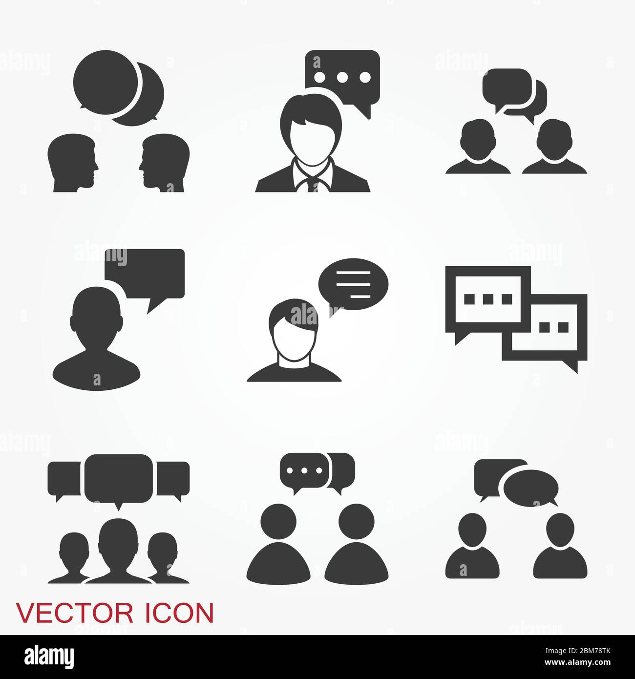 Talking vector icon. Dialogue,contact, conversational symbol isolated on background Stock Vector ...