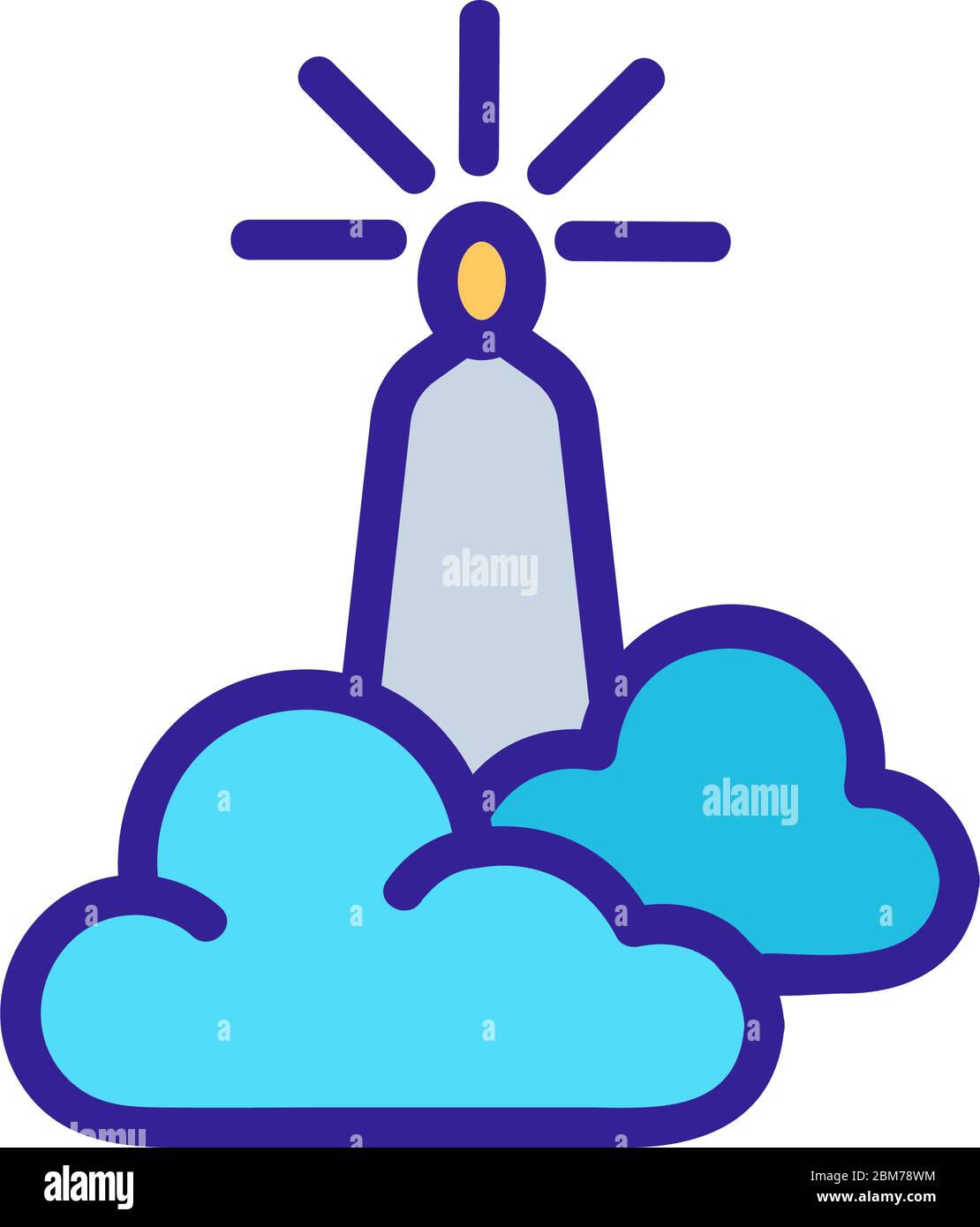 luminous figure of god in sky among clouds icon vector outline ...