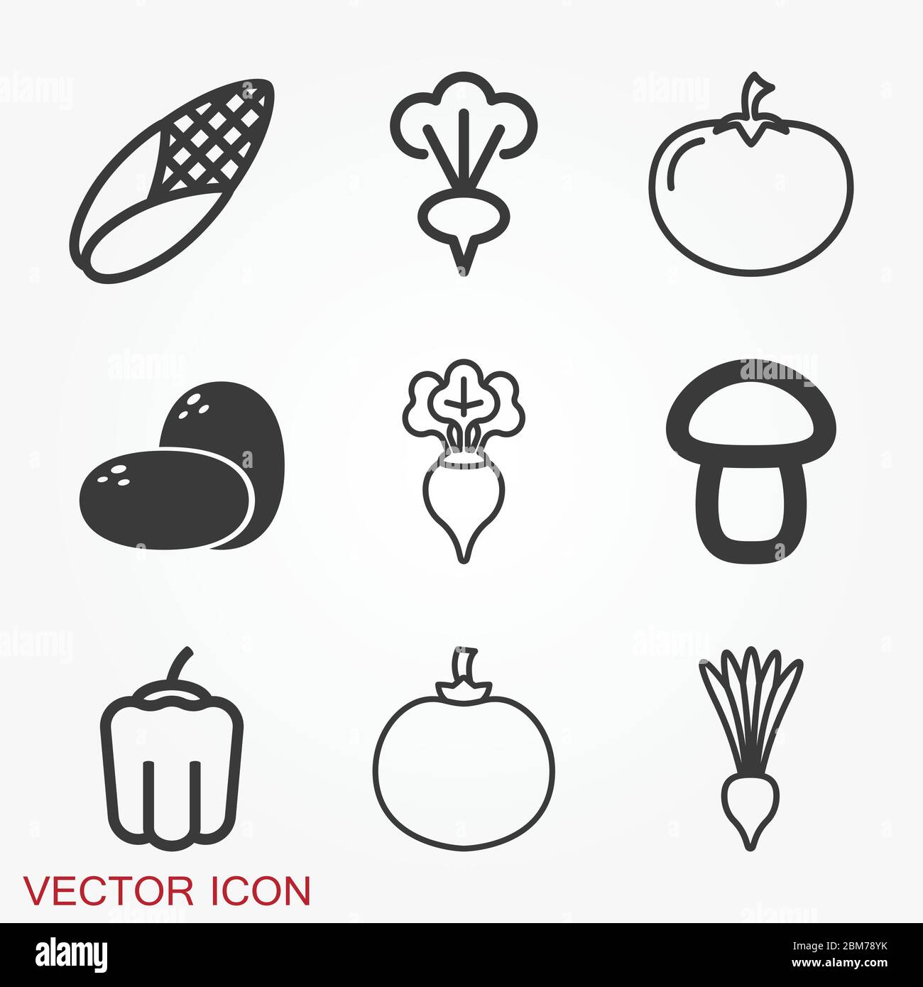 Vegetables vector icon, symbol isolated on background Stock Vector ...