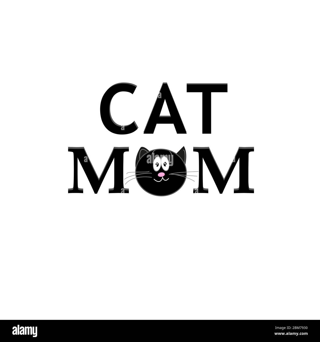 ''Cat mom'' text. Cute cat. Happy Mother's Day background Stock Vector ...