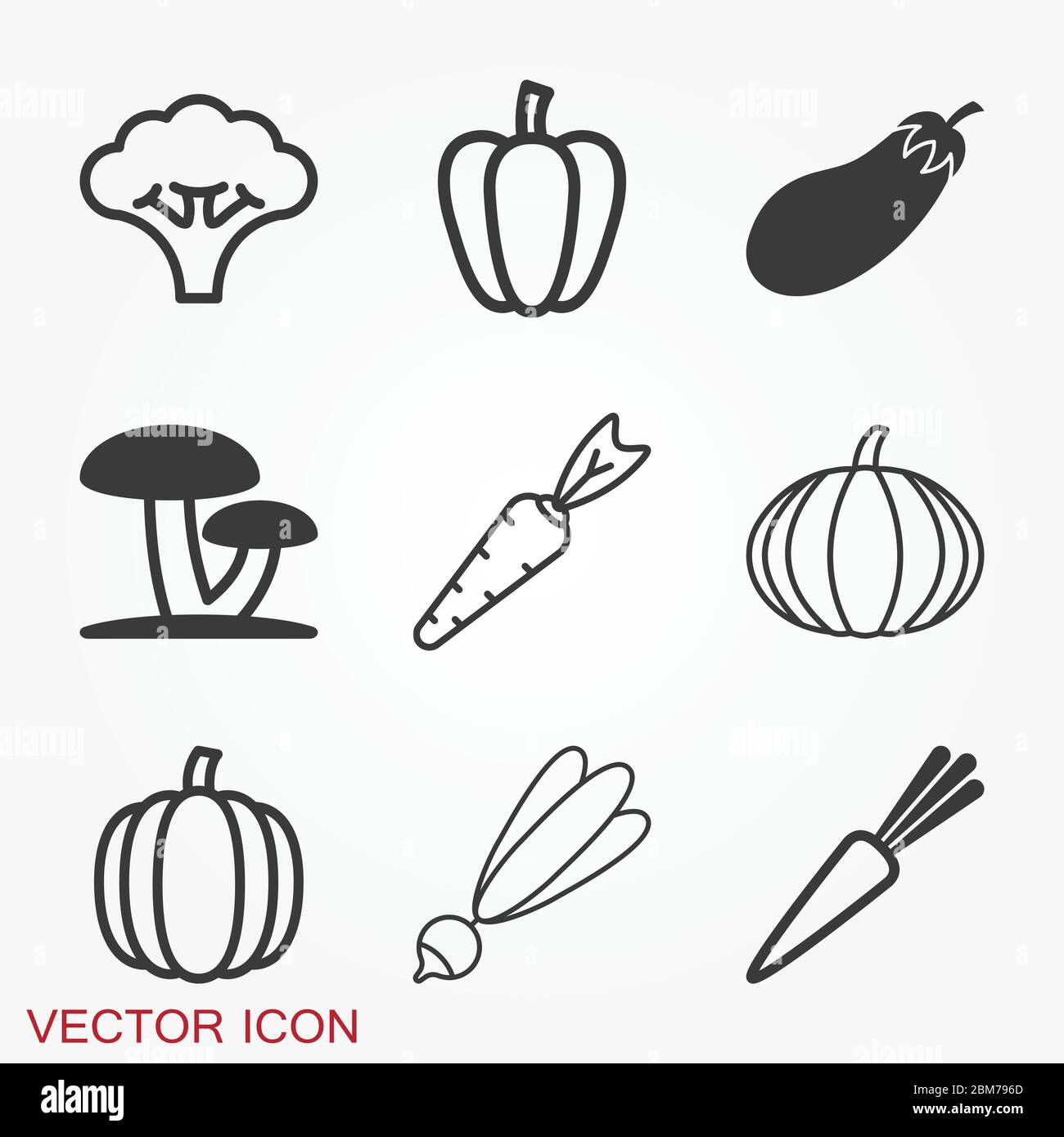Vegetables vector icon, symbol isolated on background Stock Vector ...