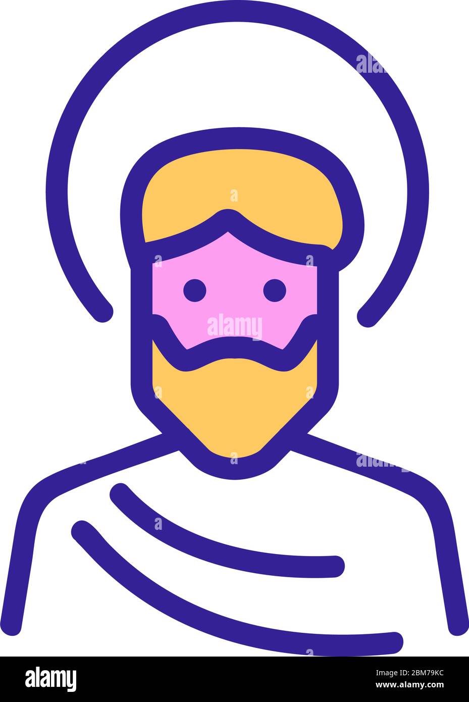 holy face with halo of saint icon vector outline illustration Stock ...