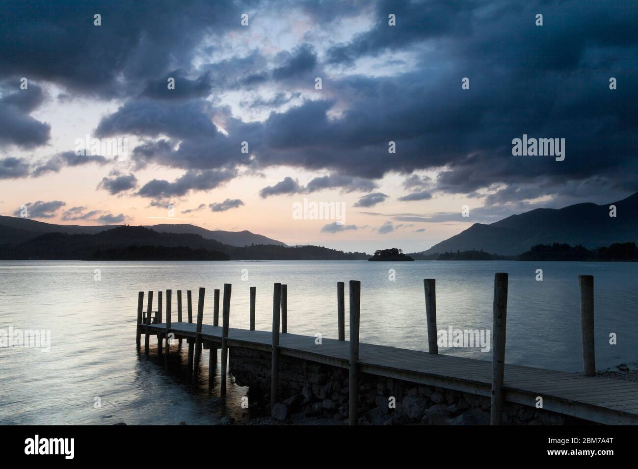 Ashness Jetty on Derwent Water at sunset in the English Lake District ...