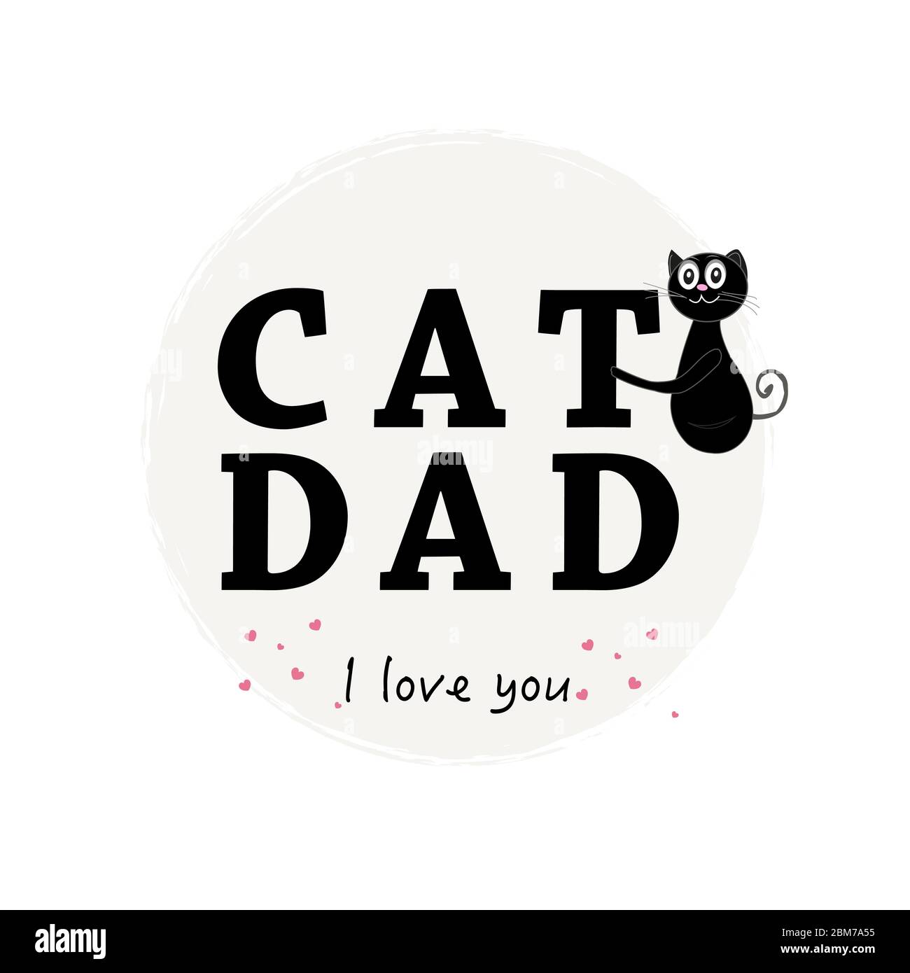 Cat Dad text with cute black cat. Happy Father's Day greeting card ...