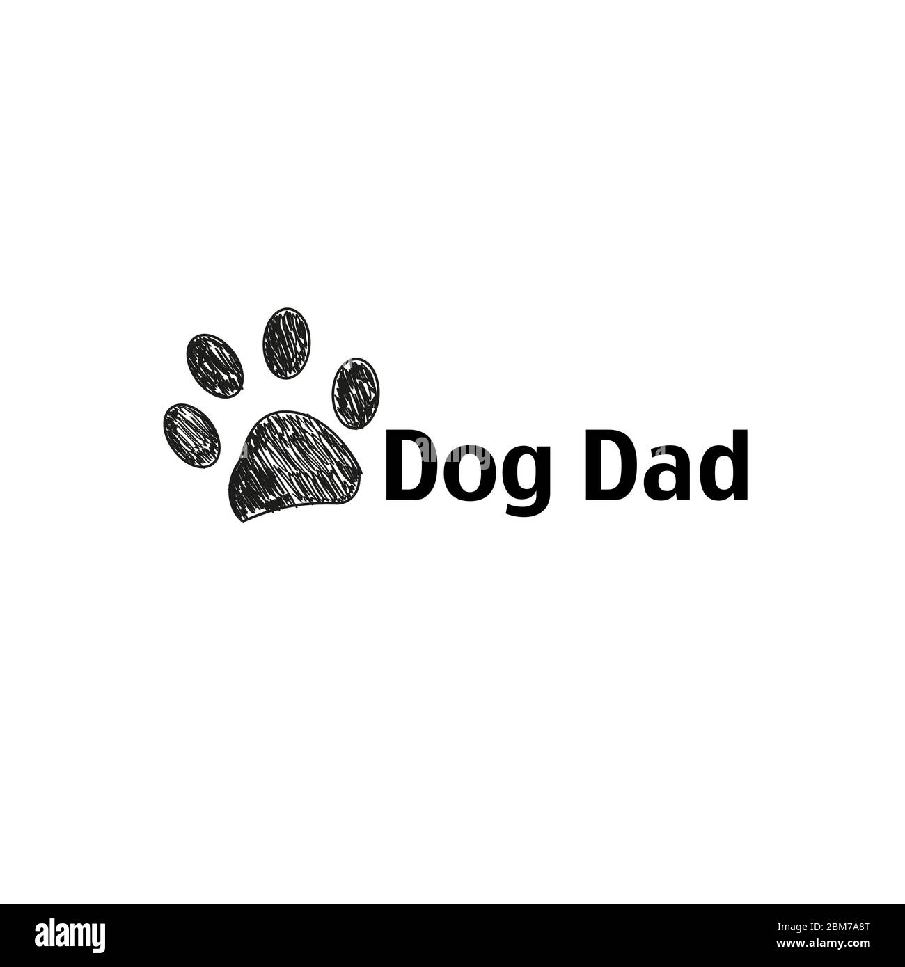 Doodle black paw print. Dog Dad happy Father's Day greeting card Stock ...