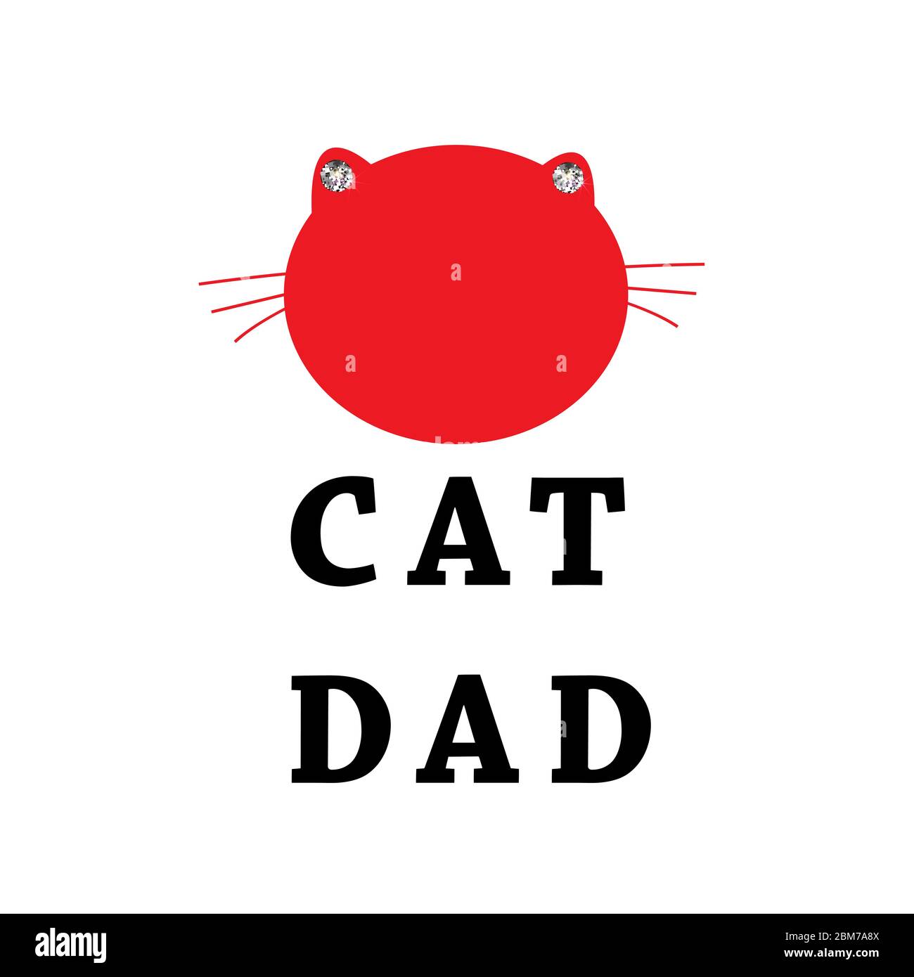 Cat Dad text with cat silhouette. Happy Father's Day greeting card ...