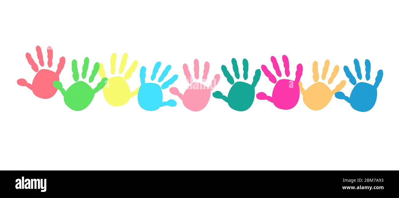 Colorful baby hand print vector background Stock Vector Image & Art - Alamy