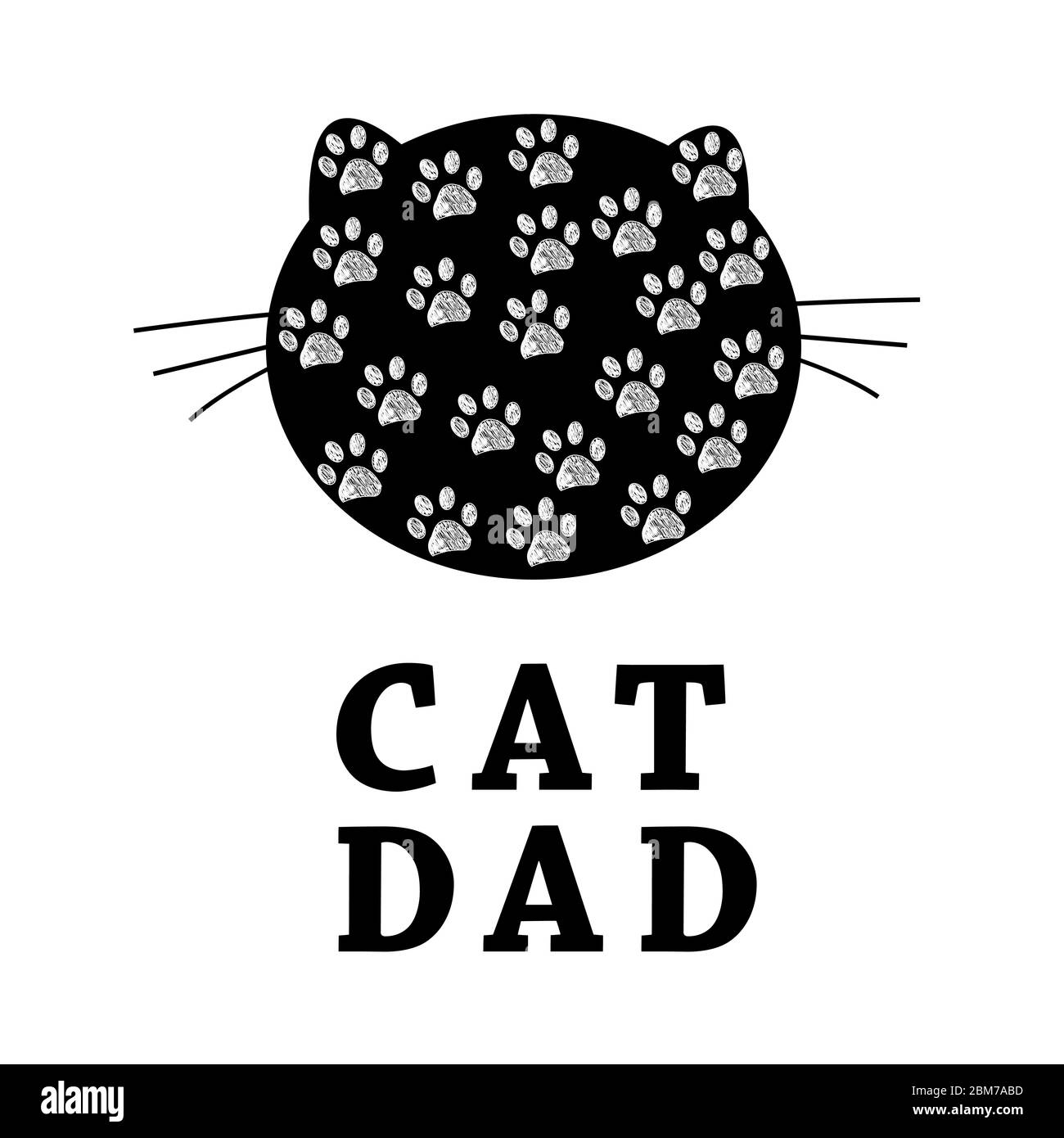 Cat Dad text with cat silhouette and paw prints. Happy Father's Day ...