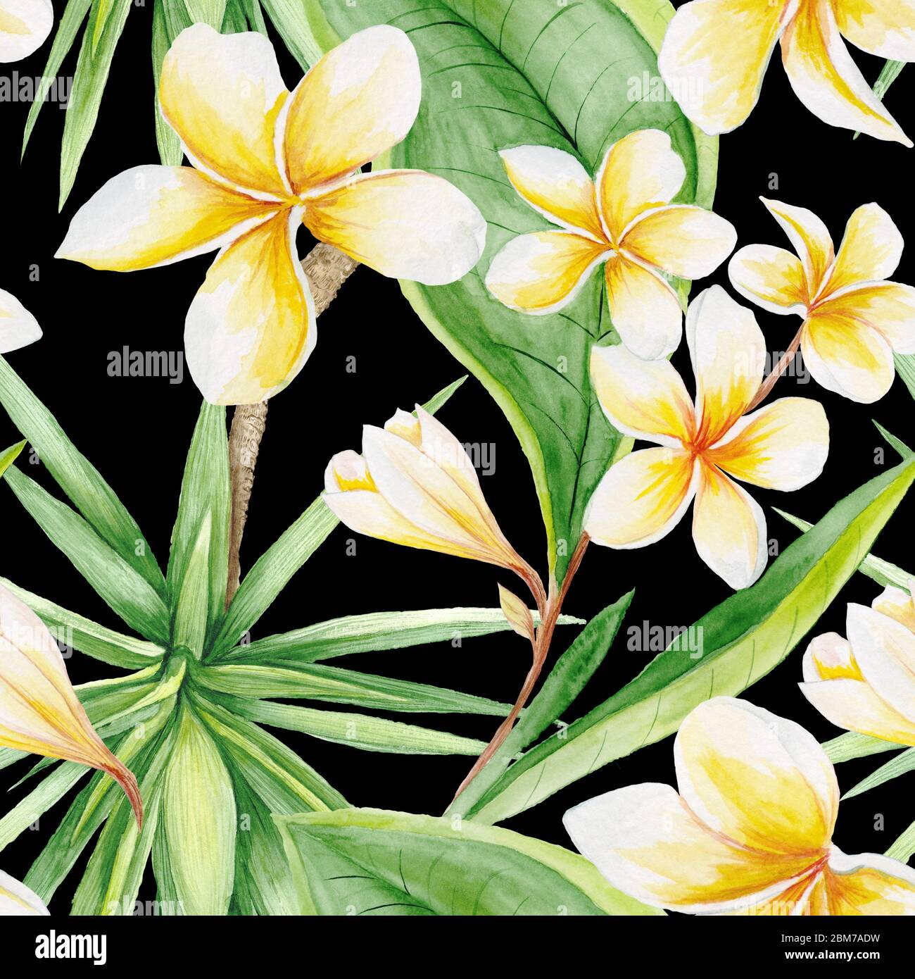 Watercolor Floral Exotic Tropical Seamless Eco Pattern Stock Photo - Alamy