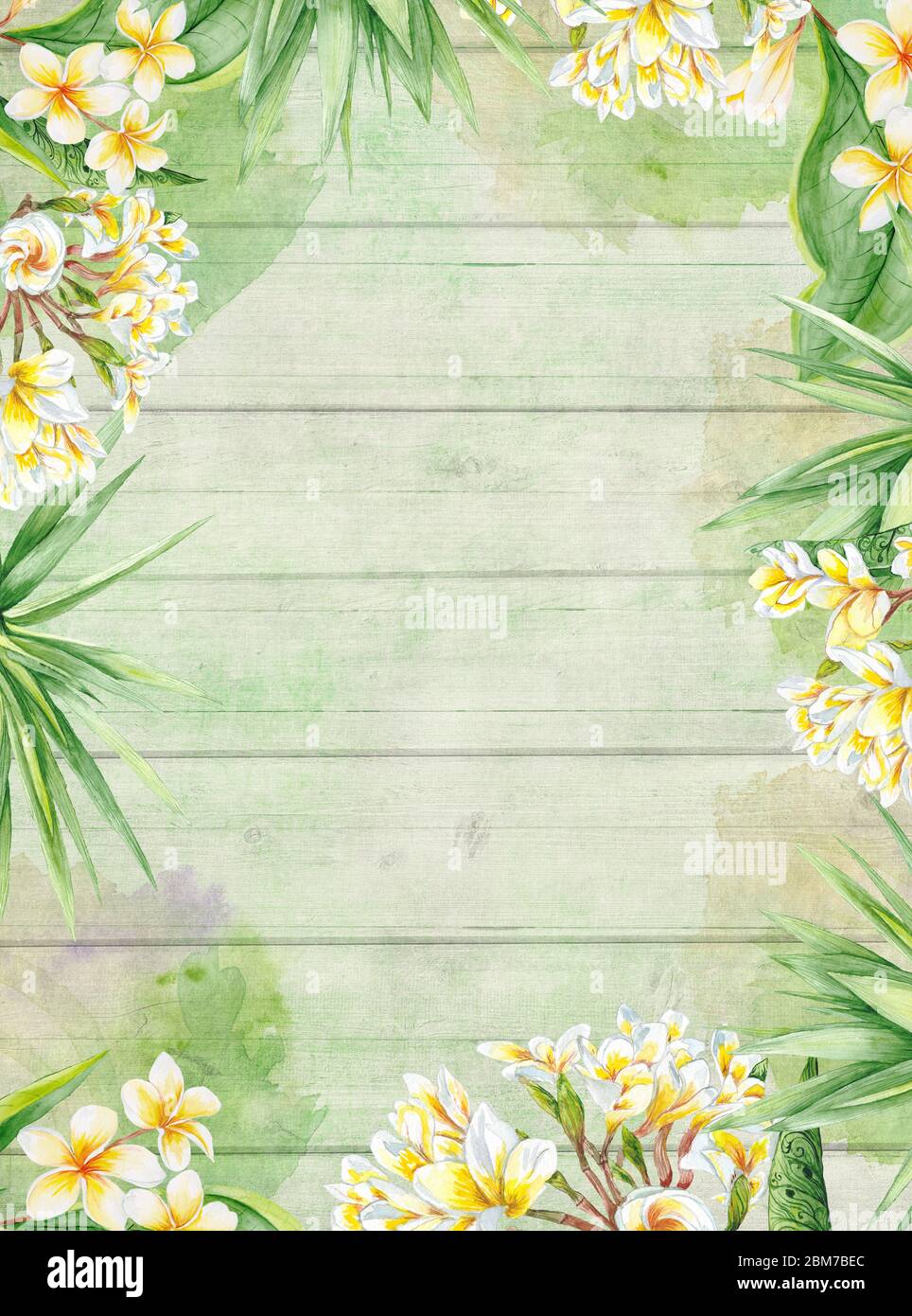 Watercolor Floral Tropical Vintage Wood Card Template Stock Photo - Alamy