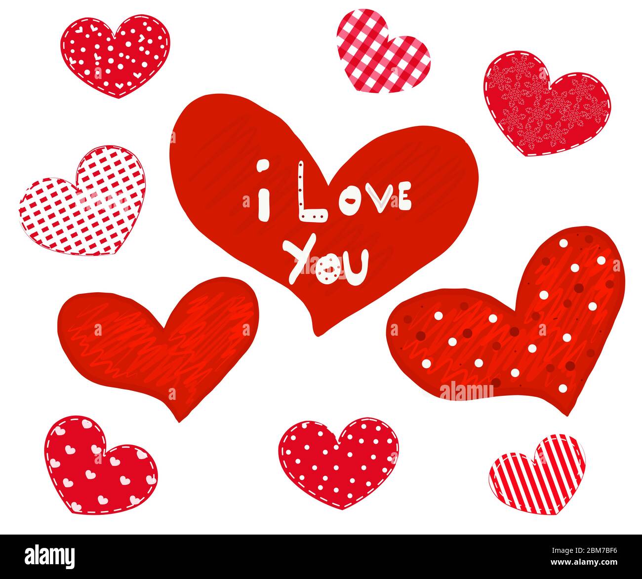 Red hearts. Happy valentine's day. I love you text with hearts Stock ...