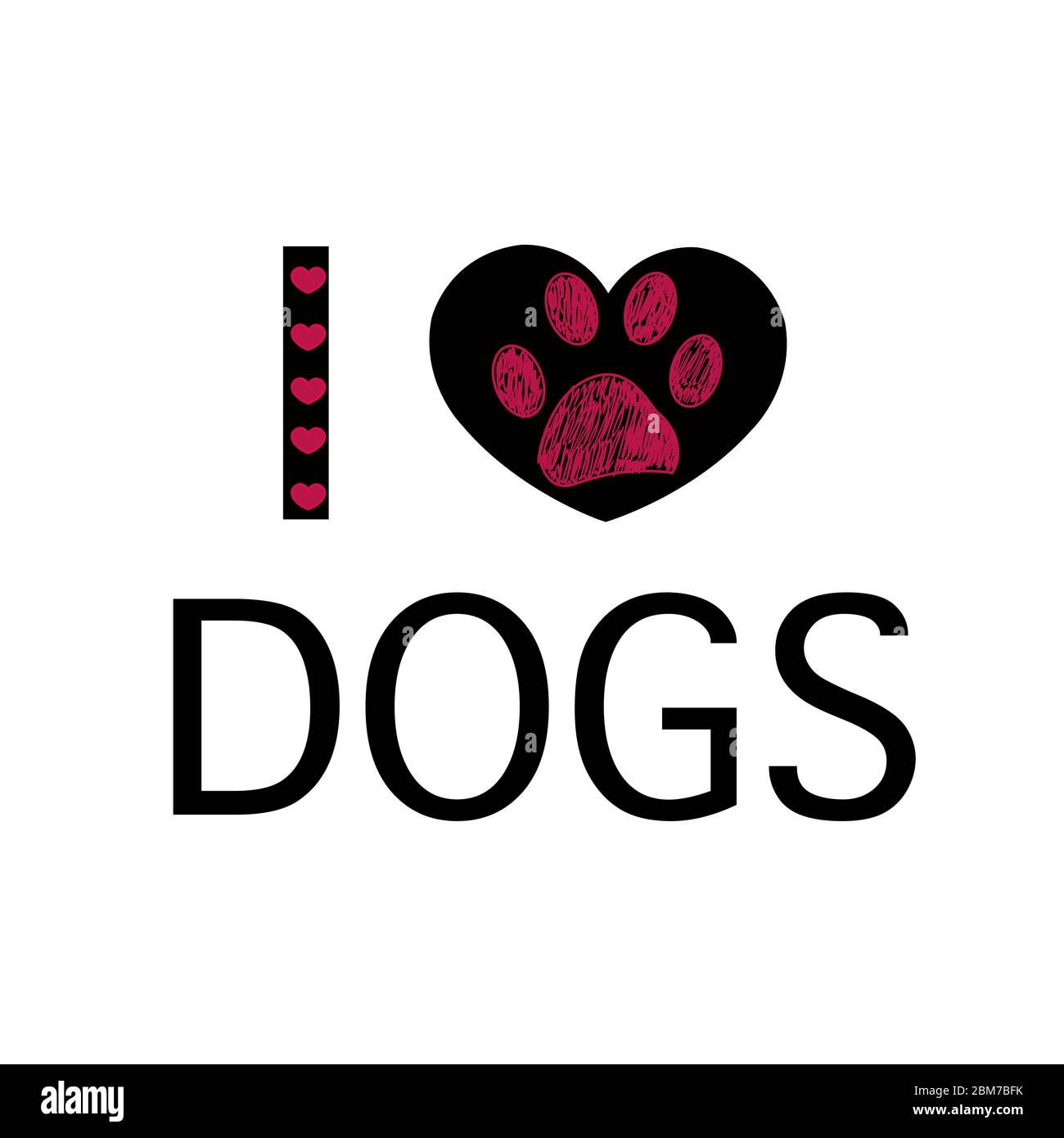 ''I LOVE DOGS'' text Doodle Paw print Stock Vector Image & Art - Alamy
