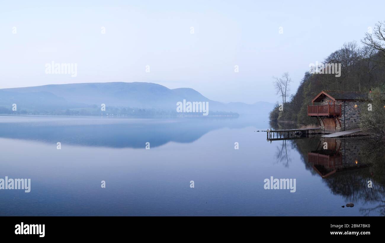 The Duke of Portland boathouse on Ullswater, Lake District, UK Stock ...