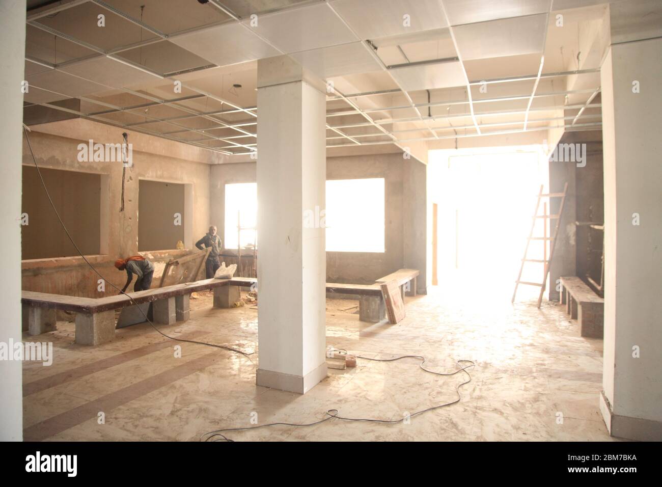 Construction Building, Interior Work, Workers under construction ...