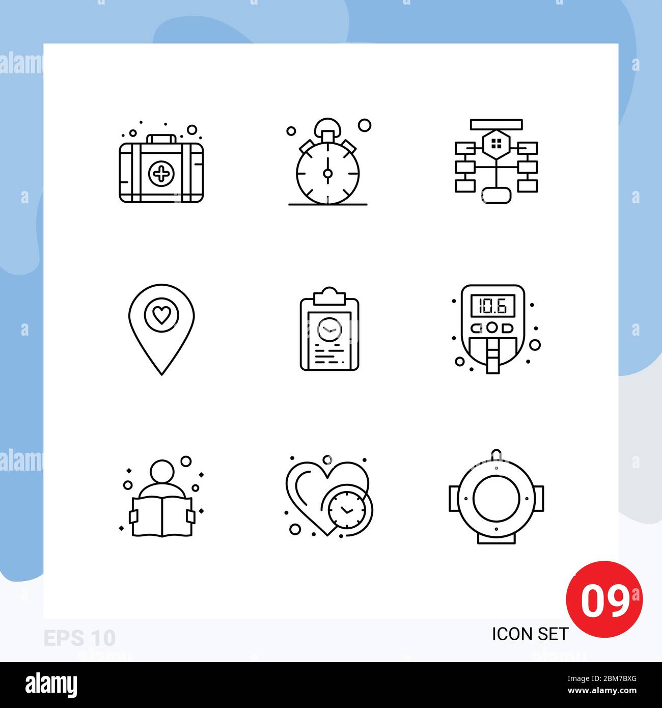 9 Thematic Vector Outlines and Editable Symbols of clipboard, map ...