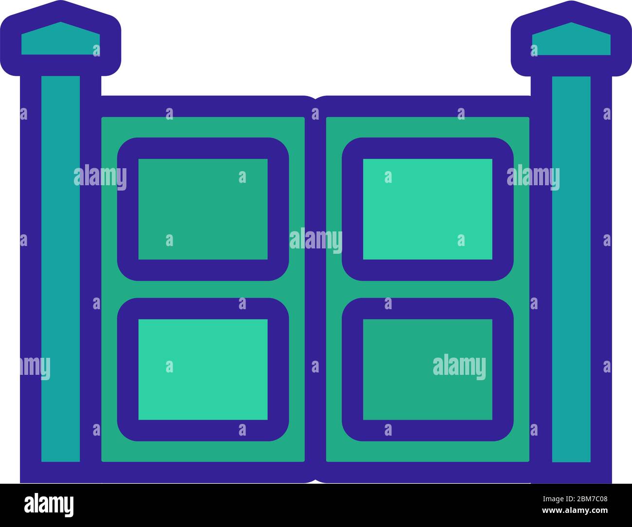 four-square design entry gate with columns icon vector outline ...