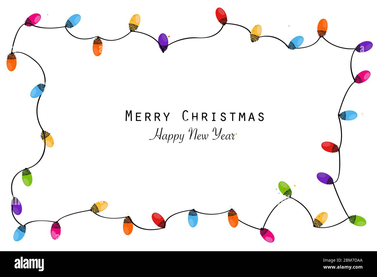 Colorful christmas frame with light bulb. Christmas lights decorative ...