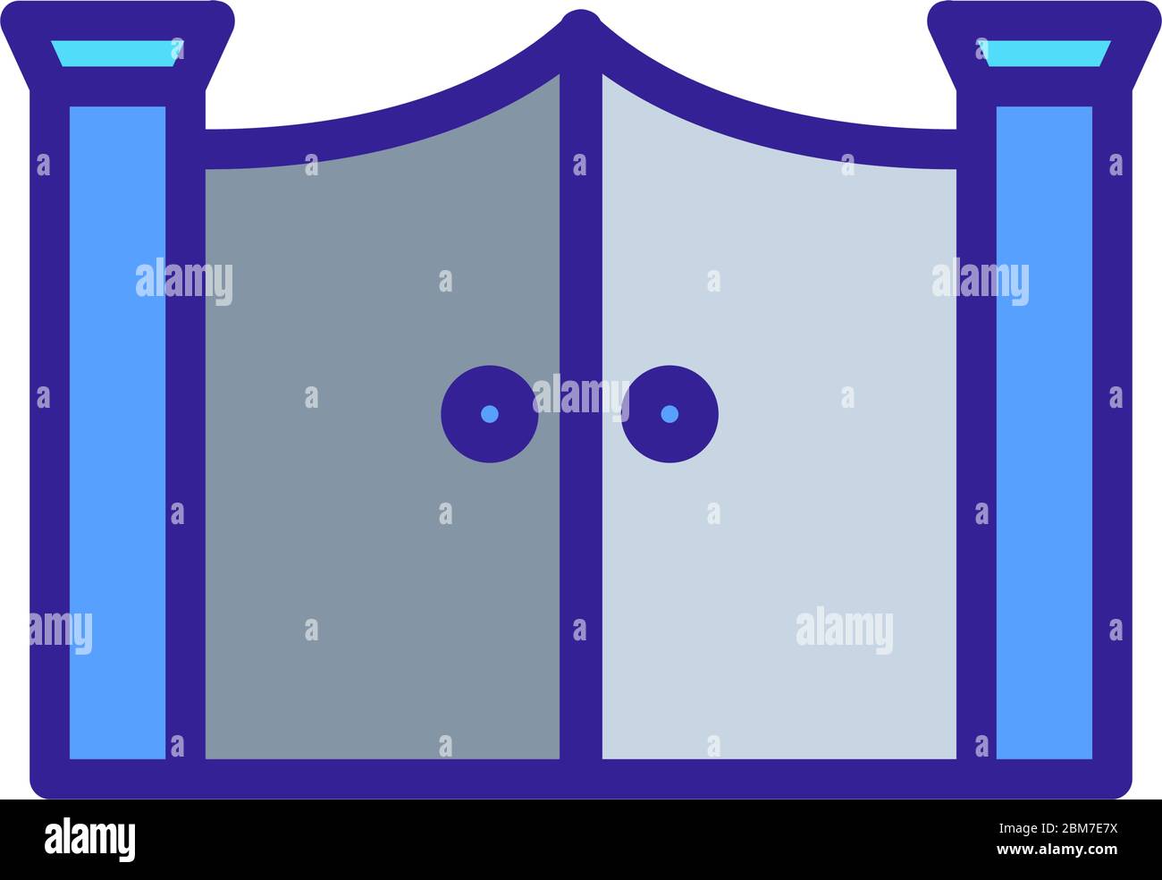 closed entrance gate with columns icon vector outline illustration ...