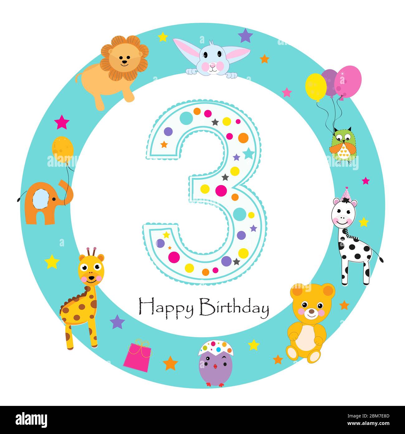 Third birthday baby greeting card. Happy third birthday candle and ...
