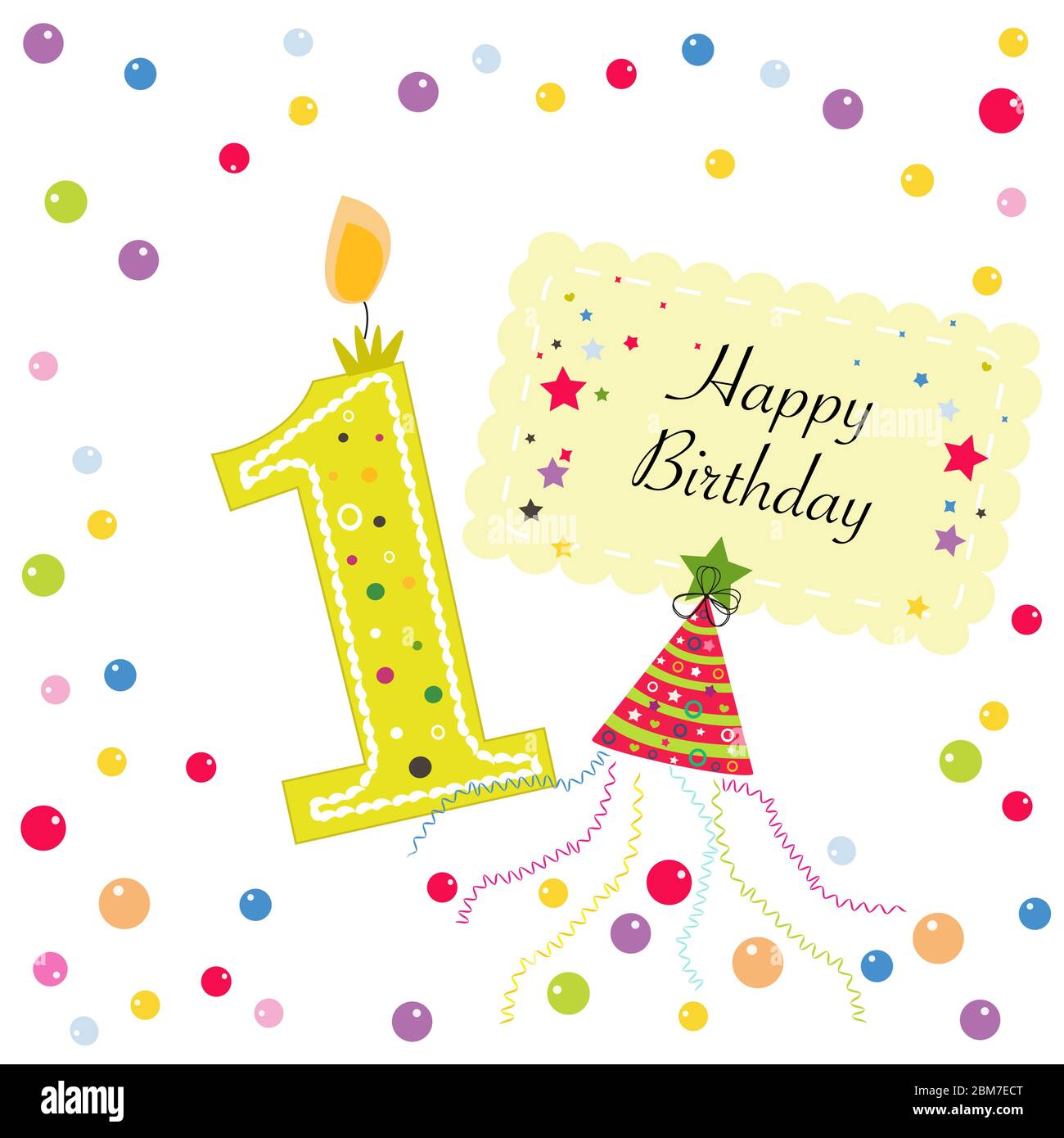 First birthday greeting card with colorful balloon Stock Vector Image ...