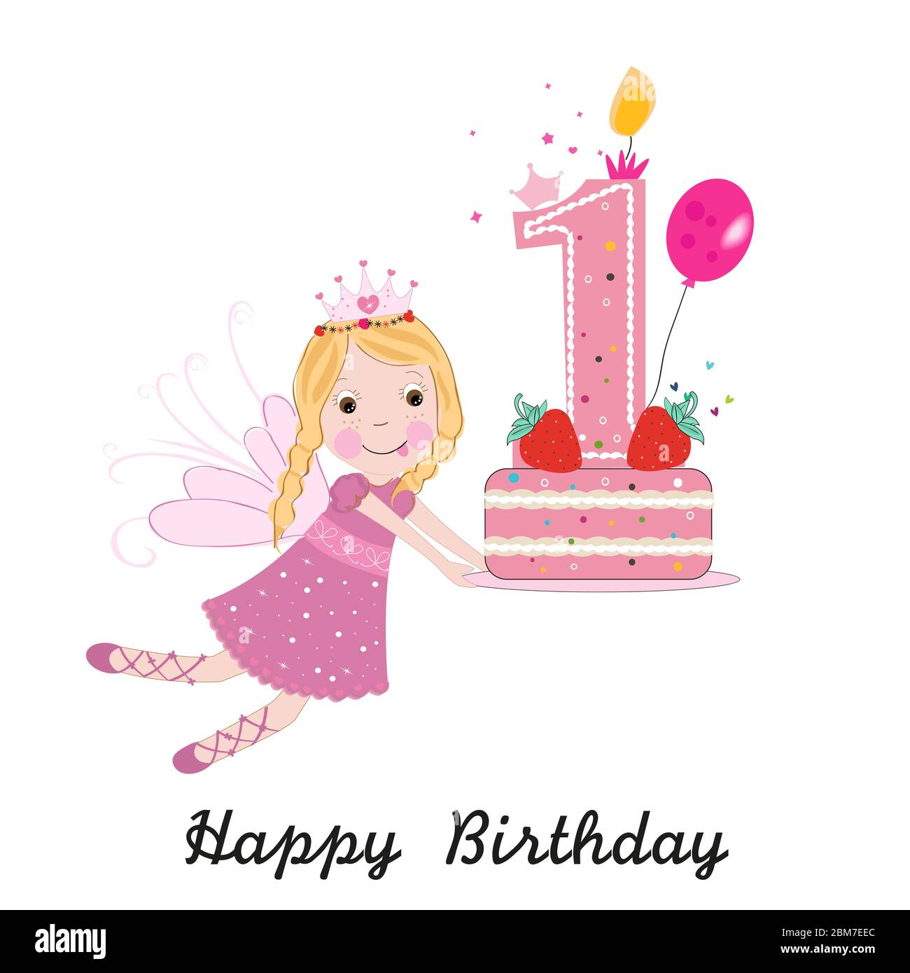 Happy First Birthday Pink Background